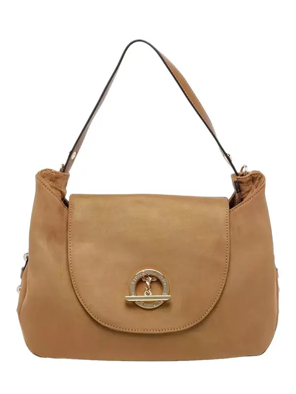 Liu Jo Suede-finish Logo-plaque Shoulder Bag - Neutrals