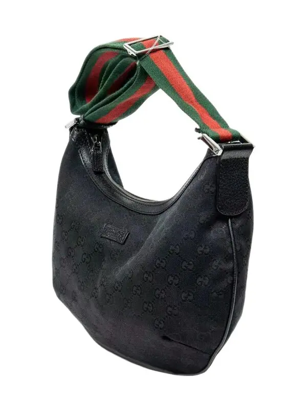 Gucci Gg Monogram Web Shoulder Bag - Black