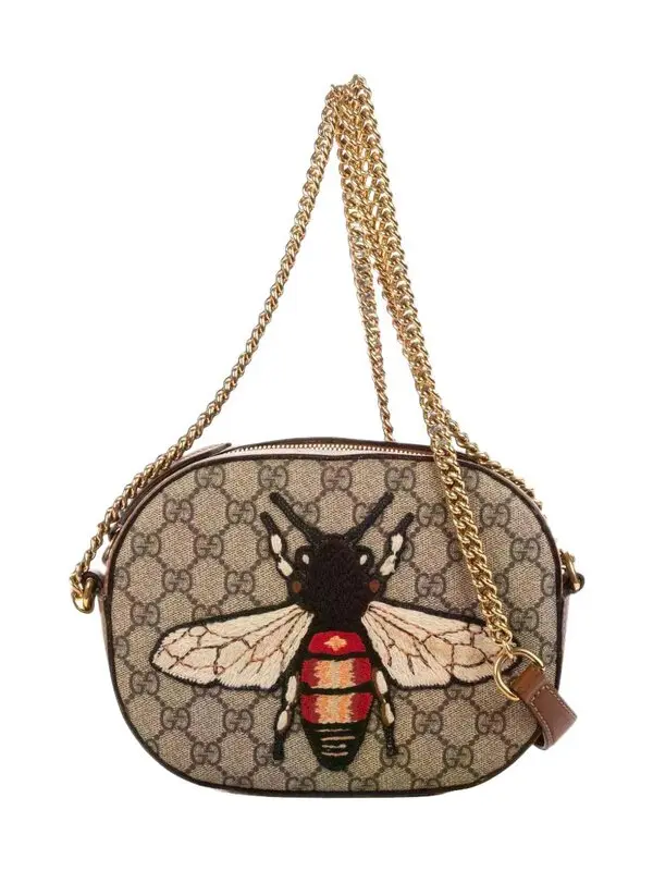 Gucci Bee Gg Supreme Shoulder Bag - Neutrals
