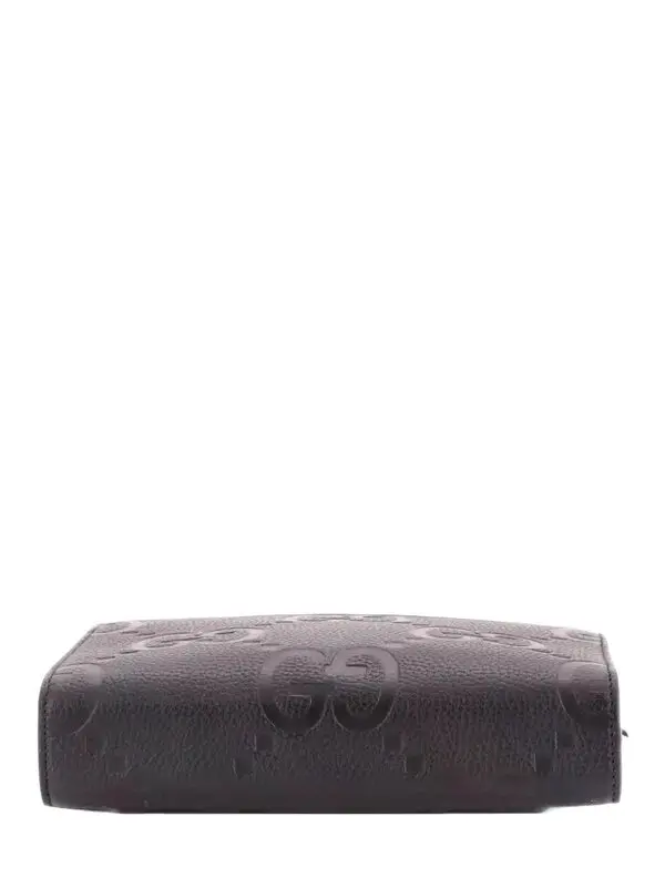 Gucci Zip Crossbody Bag Jumbo Gg Embossed Leather Shoulder Bag - Black