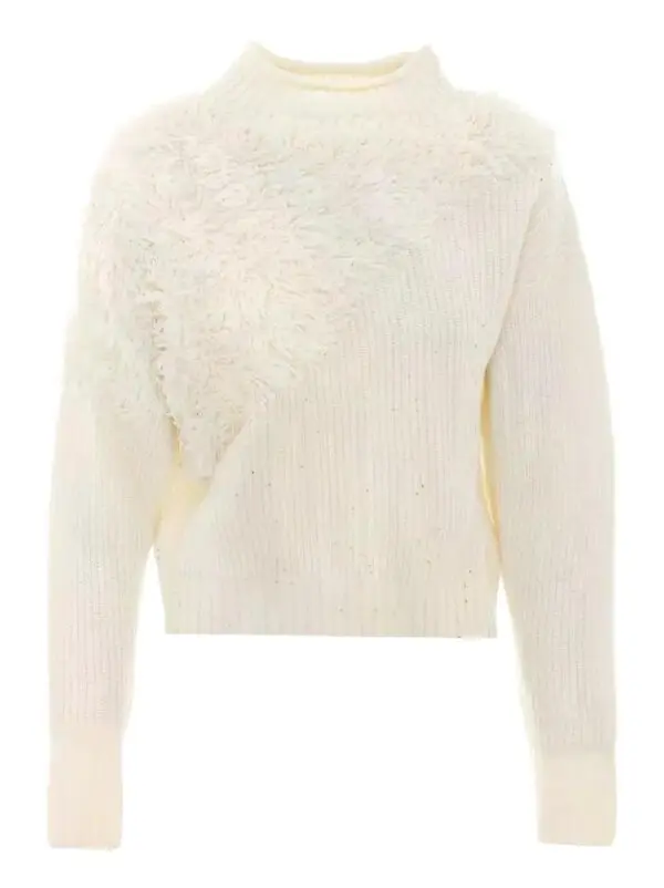 Patrizia Pepe Fringed Ribbed-knit Sweater - Neutrals
