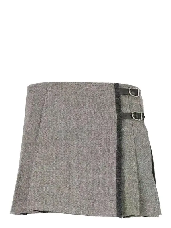 DURAZZI MILANO Pleated Frayed Mini Skirt - Grey