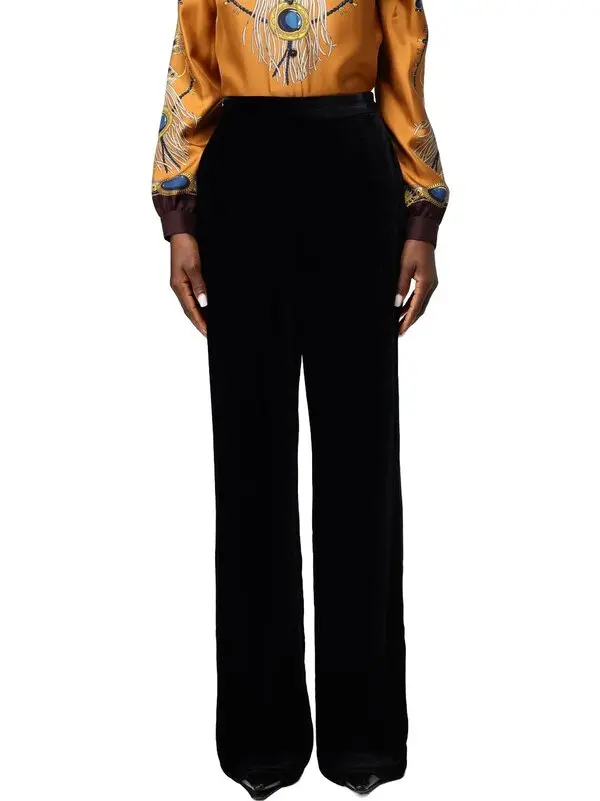 Etro High-waisted Wide-leg Palazzo Pants In Velvet - Black