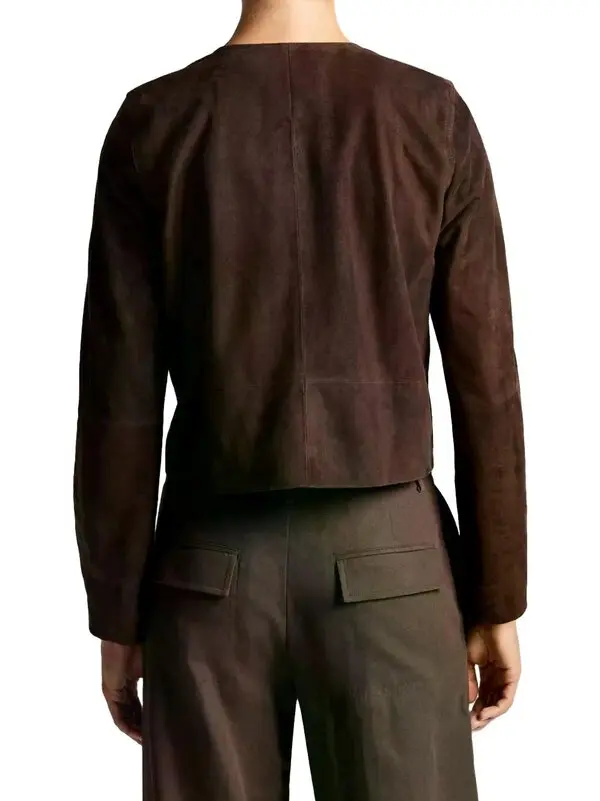 Vince Collarless Cropped Jacket - Brown