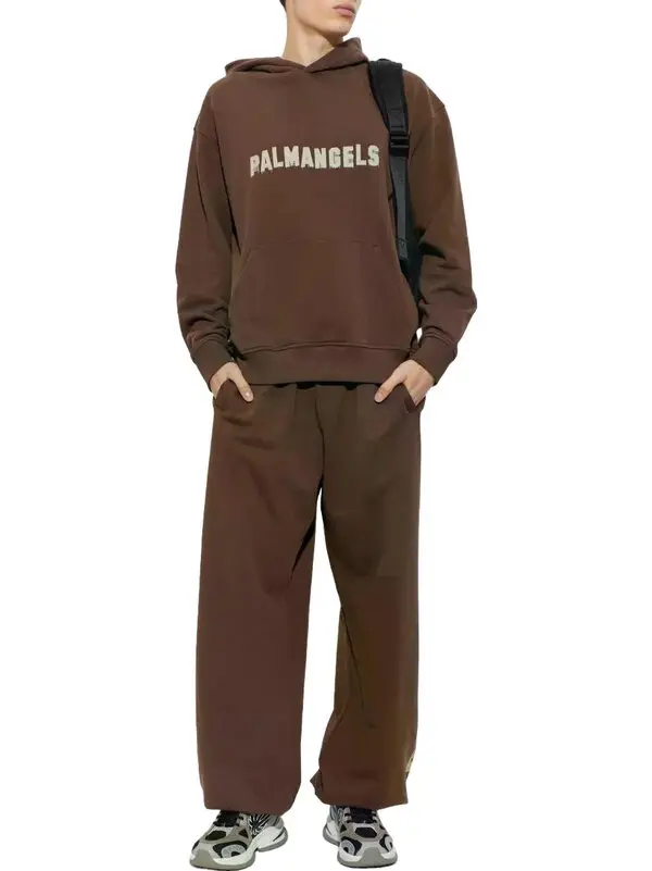 Palm Angels Logo-print Hoodie - Brown