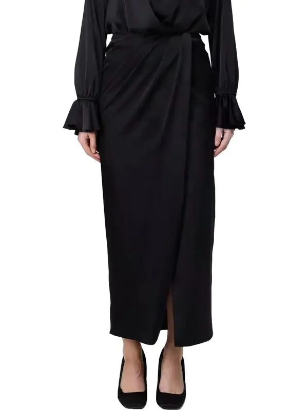 HANITA Draped Wrap-style Maxi Skirt - Black