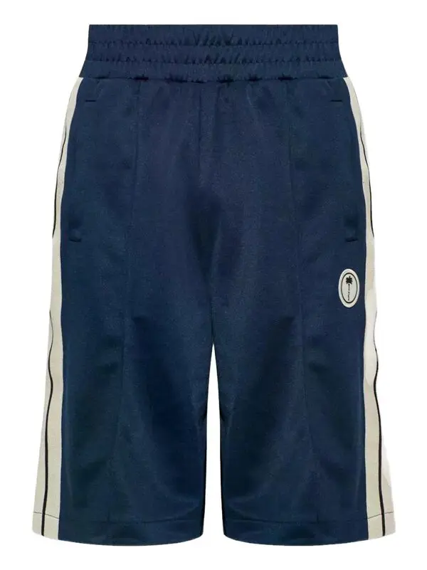 Palm Angels Side-stripe Logo-patch Shorts - Blue