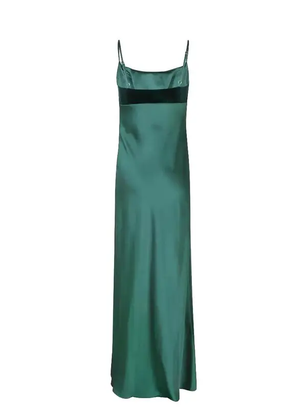 ALESSANDRO LEGORA Velvet-panel Satin Maxi Dress - Green