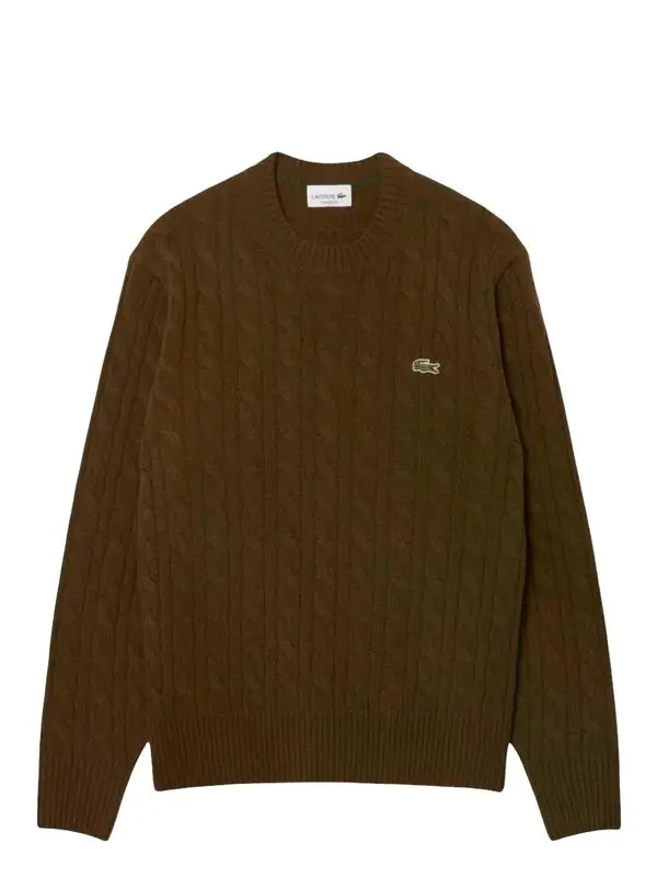 Lacoste Cable-knit Logo-patch Sweater - Brown