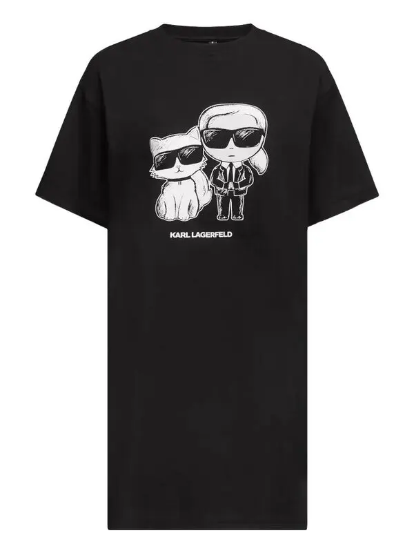 Karl Lagerfeld Ikon Graphic-print Nightdress - Black