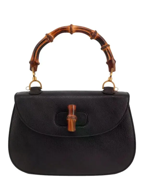 Gucci 1980's 1947 Bamboo Tote Bag - Black