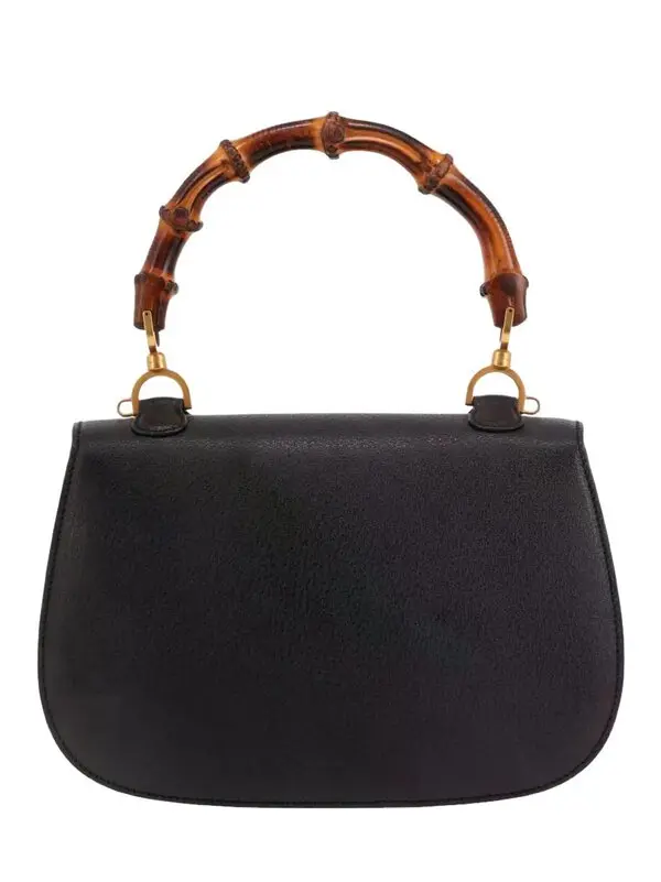 Gucci 1980's 1947 Bamboo Tote Bag - Black