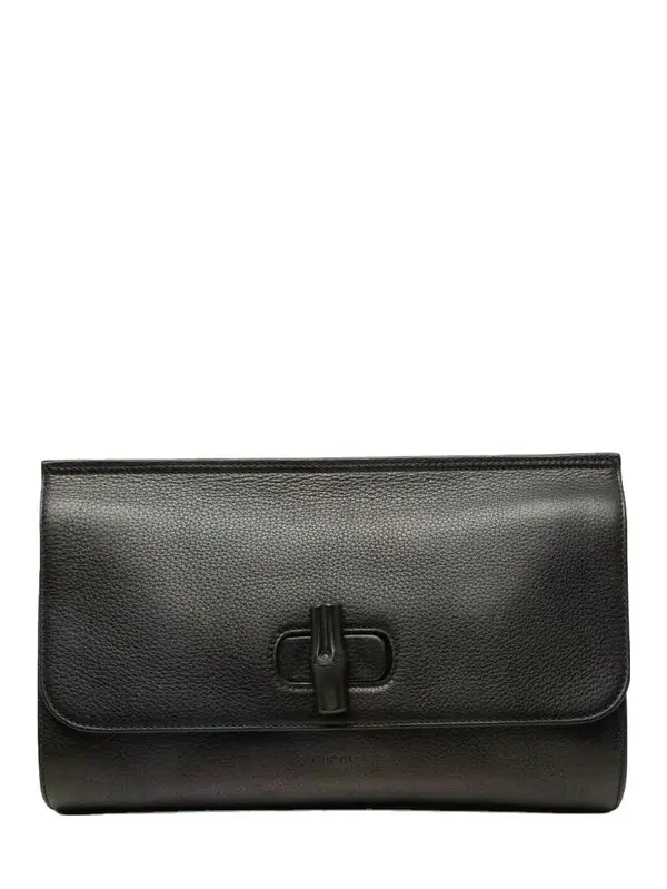 Gucci 2000-2015 Calfskin Bamboo Daily Clutch Bag - Black