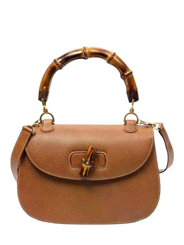 Gucci Vintage Bamboo Grained Handbag - Brown