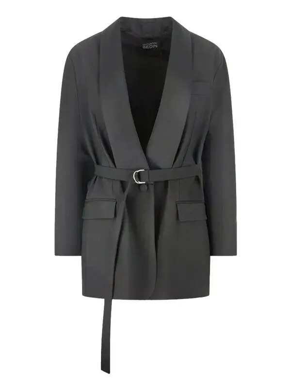 GIOVANNI BEDIN Belted Shawl-lapel Jacket - Grey