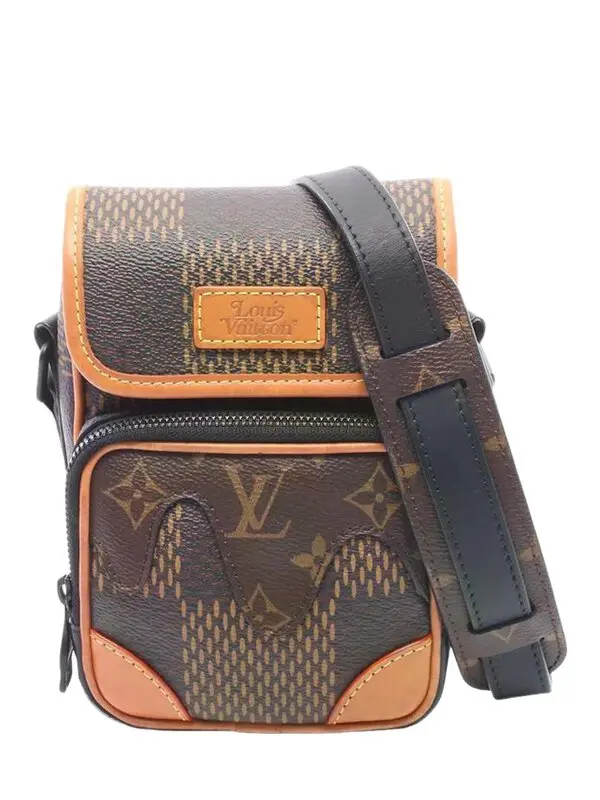 LOUIS VUITTON 2020 Nigo Giant Damier Ebene Monogram Nano Amazone Crossbody Bag - Brown