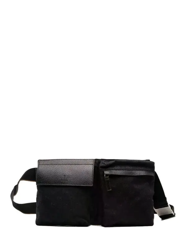 Gucci 2000-2015 Gg Canvas Double Pocket Belt Bag - Black