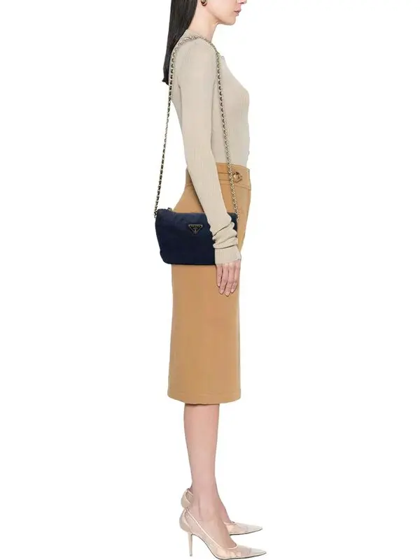 Prada 2000-2013 Impuntu Tessuto Chain Crossbody Bag - Blue
