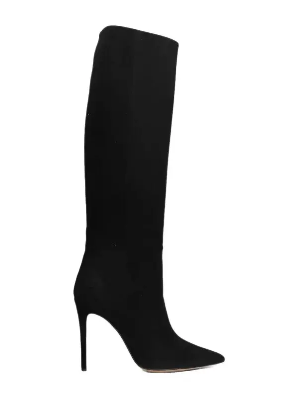ANNA F. Point-toe Stiletto-heel Knee-high Boots - Black