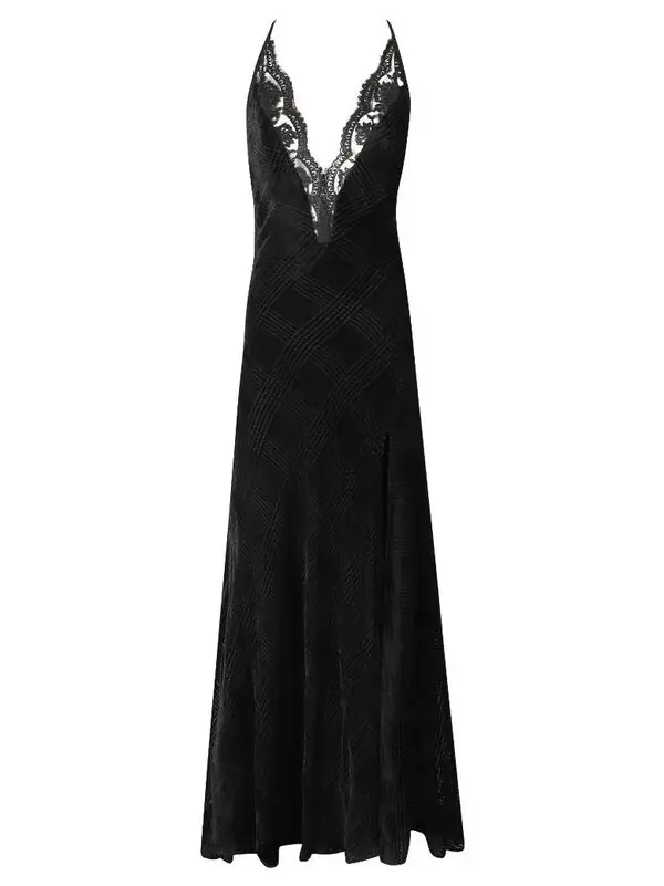ERMANNO FIRENZE Lace-trim Maxi Dress - Black