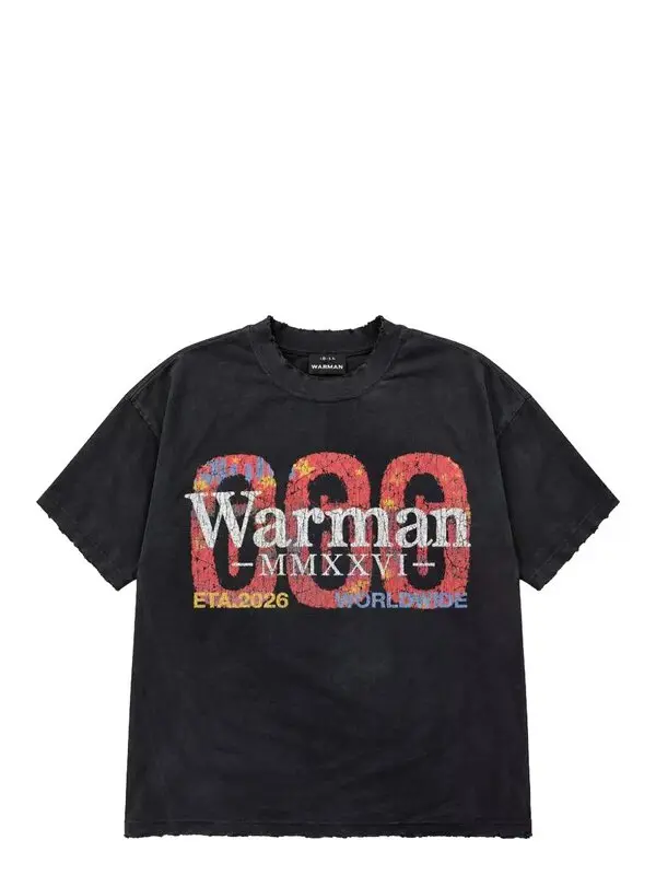 WARMAN Distressed Logo-print T-shirt - Black