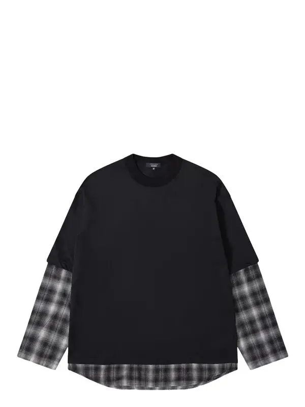Comme Des Garçons Layered-design Check-pattern Long-sleeve T-shirt - Black
