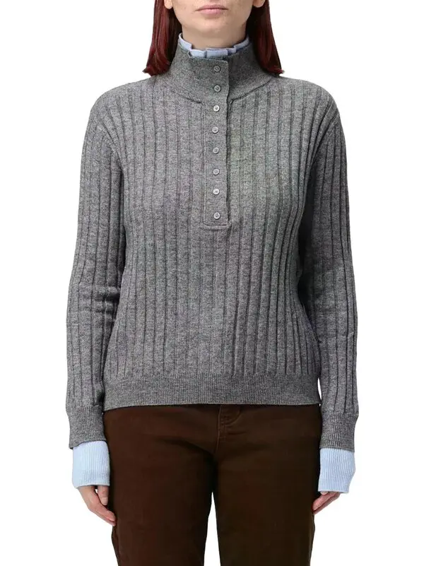 ELEH Ribbed-knit High-neck Sweater - Grey