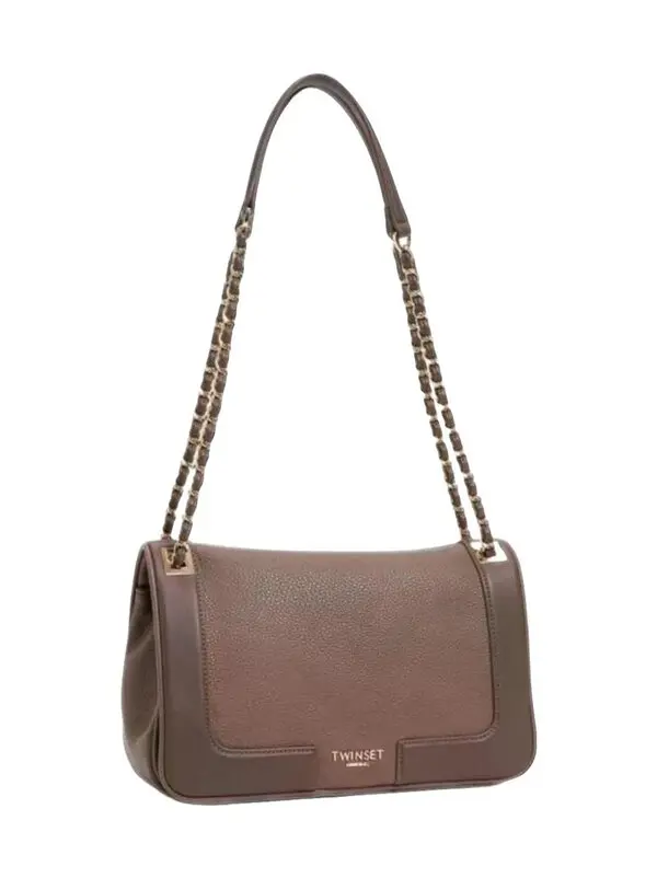 TWINSET Pebbled Chain-link Shoulder Bag - Brown