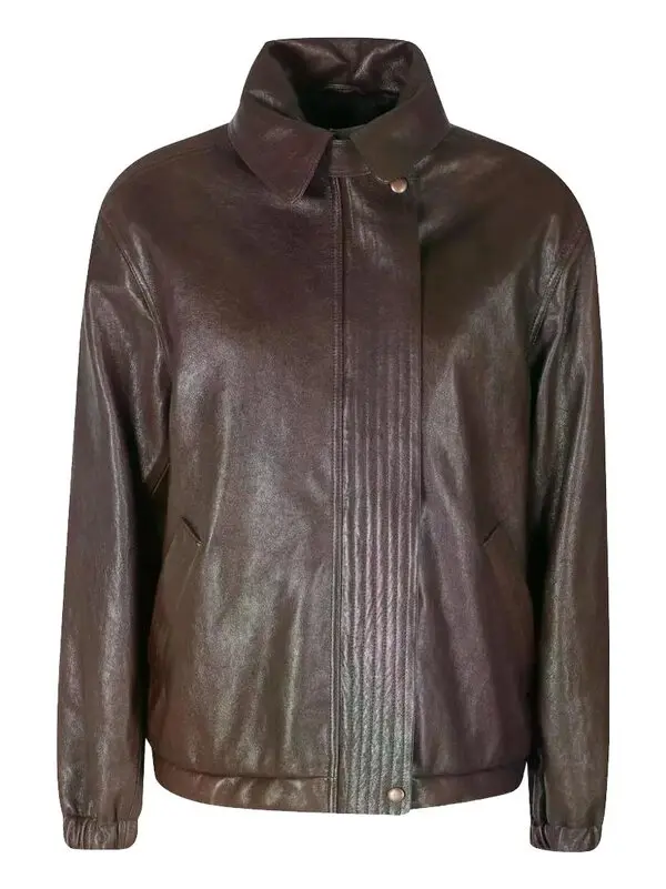 Magda Butrym Leather Bomber Jacket - Brown