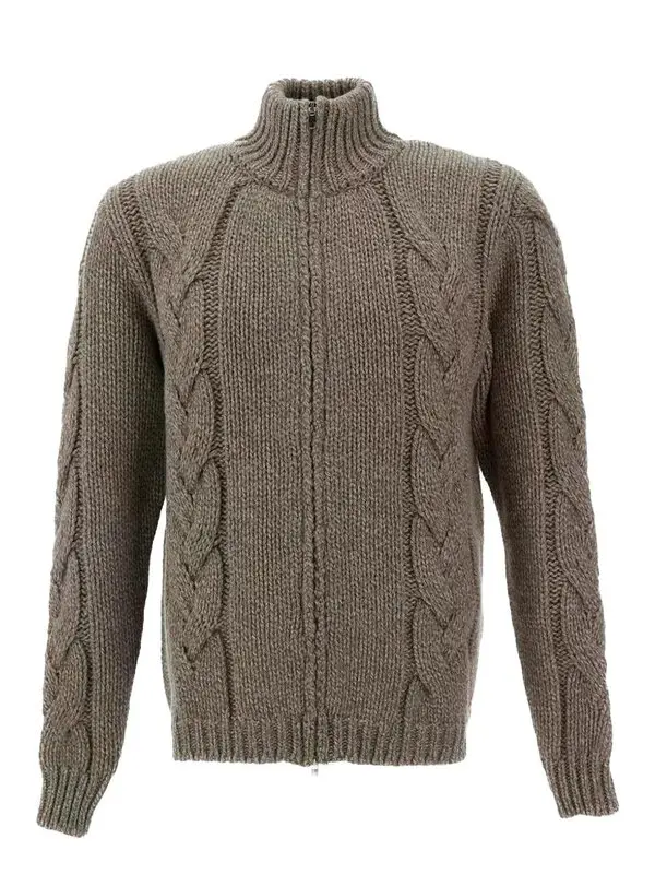 CUSTOMER LOVERS Cable-knit Zip-up Jacket - Brown