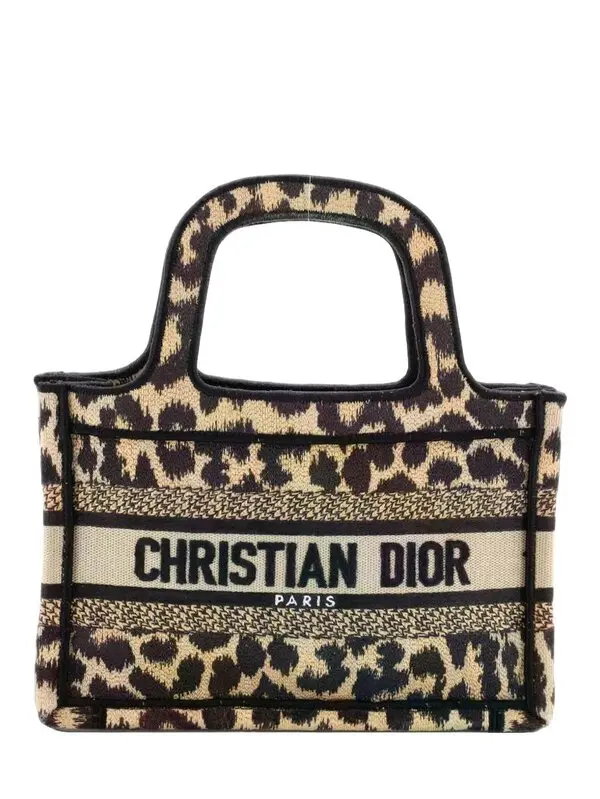Dior Book Mizza Embroidered Canvas Mini Tote Bag - Brown