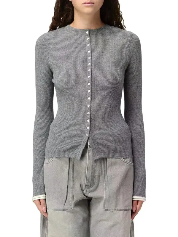 ELEH Ribbed-knit Button-up Cardigan - Grey