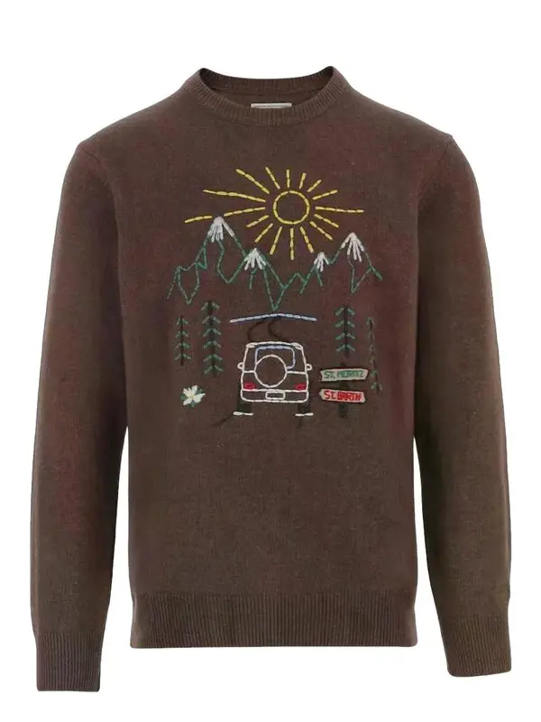 MC2 SAINT BARTH Heron Mountain-embroidery Sweater - Brown