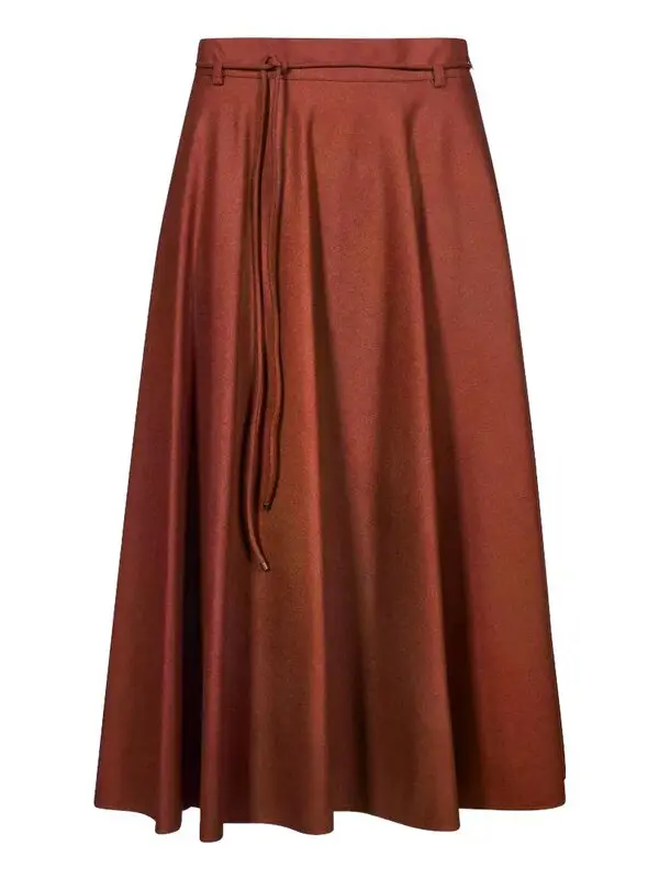 Max Mara Flared Cashmere Foule Skirt - Brown