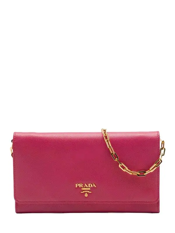 Prada 2013-2026 Saffiano Wallet On Chain Crossbody Bag - Pink