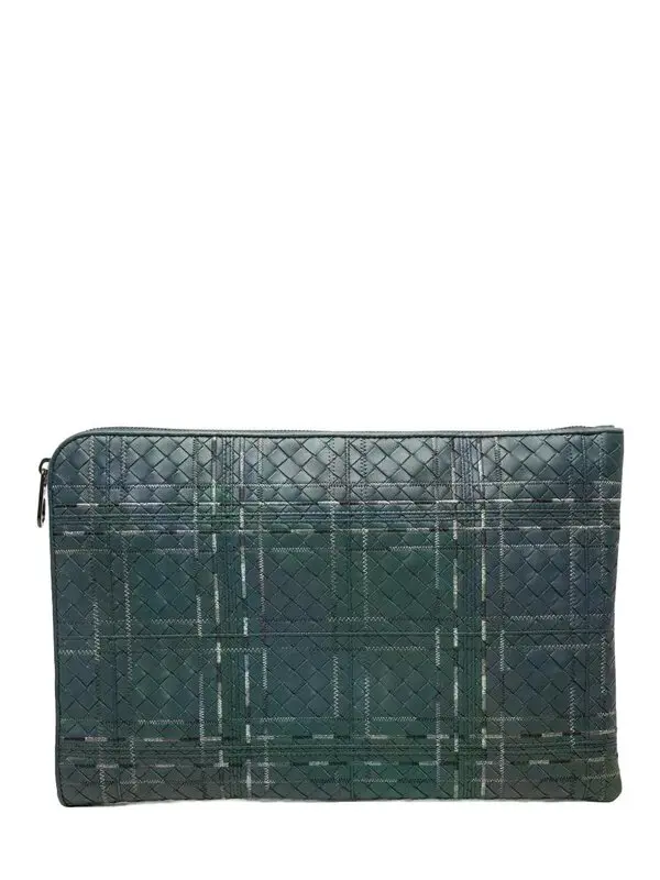 Bottega Veneta 2012-2026 Nappa Intrecciato Metropolis Document Case Clutch Bag - Blue