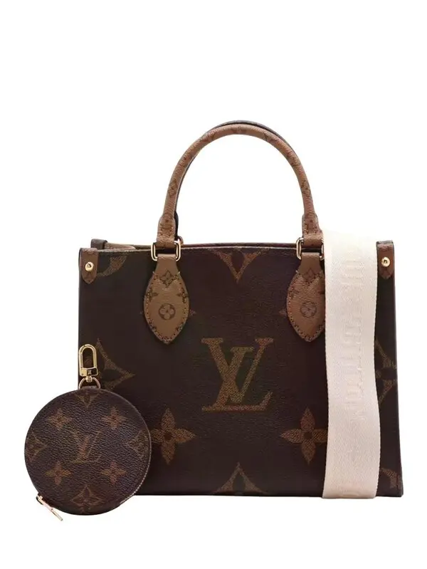 LOUIS VUITTON 2021-2026 Monogram Reverse Giant Onthego Pm Satchel - Brown