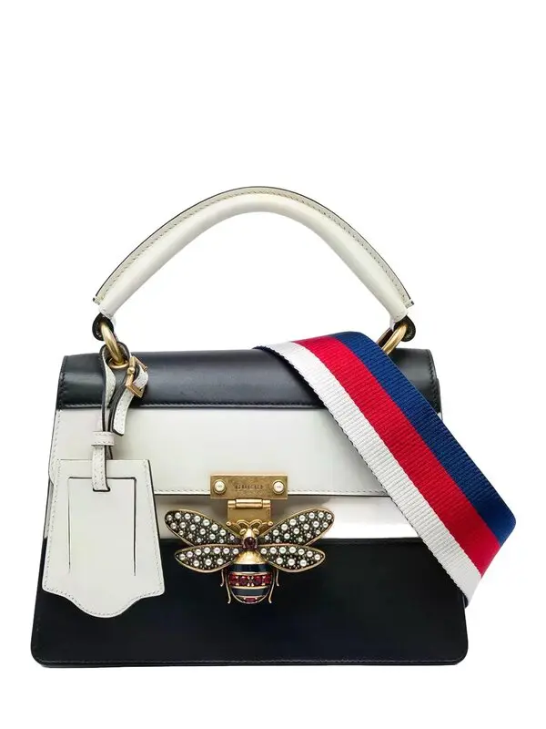 Gucci 2016-2026 Small Bicolor Calfskin Queen Margaret Top Handle Bag Satchel - Black