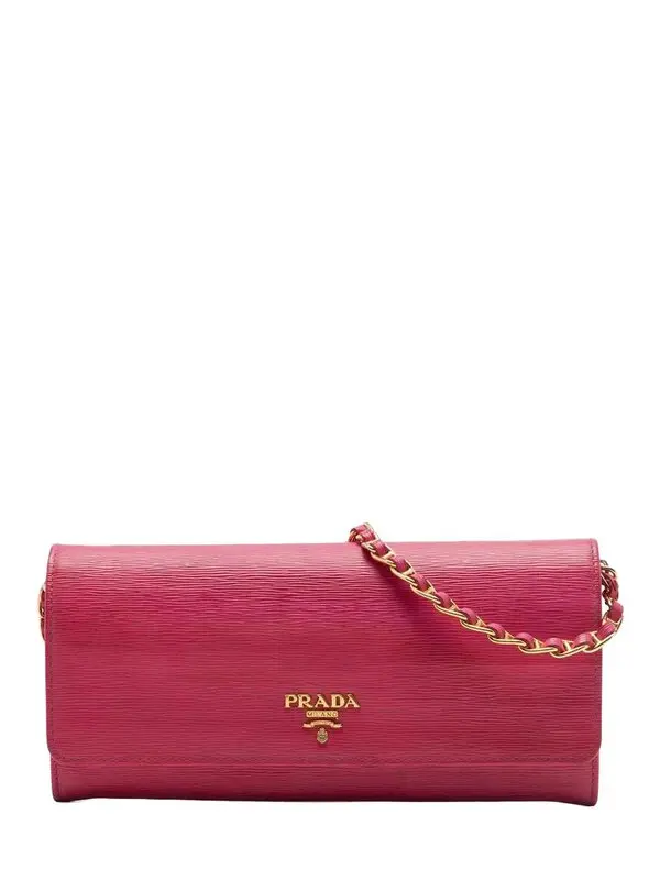 Prada 2013-2026 Vitello Move Wallet On Chain Crossbody Bag - Pink