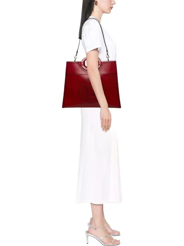 Fendi 2010-2026 Medium Perforated Leather Runaway Tote Satchel - Red