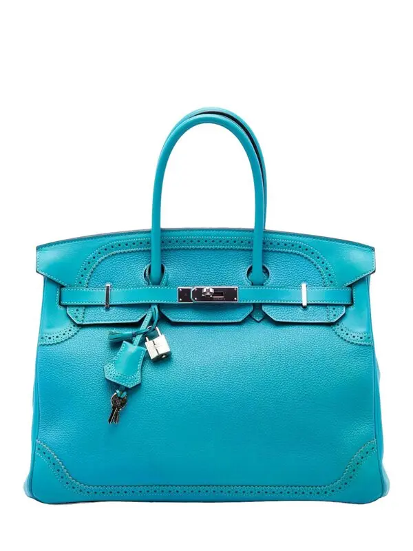 Hermès 2015 Togo And Swift Ghillies Birkin Retourne 35 Handbag - Blue