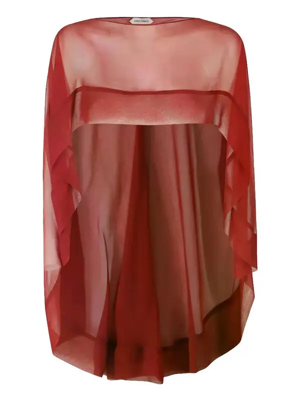 Alberta Ferretti Sheer Draped Shawl - Red
