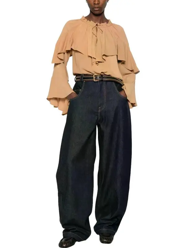 Ba&sh Betty Ruffled Tiered Blouse - Brown