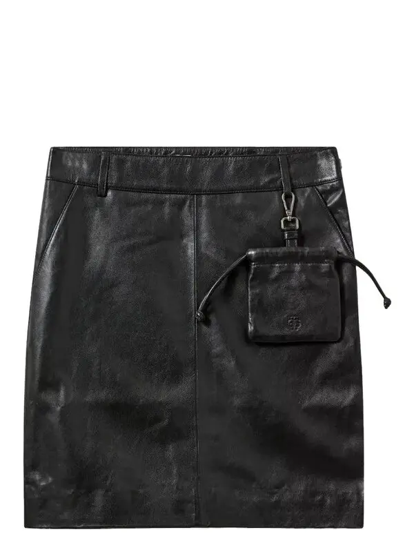 THE GARMENT Soho Detachable-pouch Lambskin Mini Skirt - Black