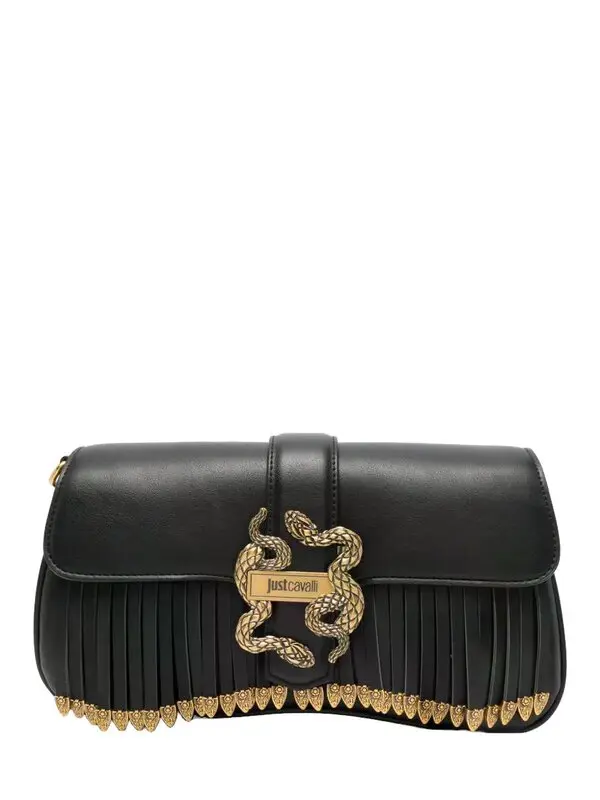 Just Cavalli Snake-plaque Pleated Cross Body Bag - Black