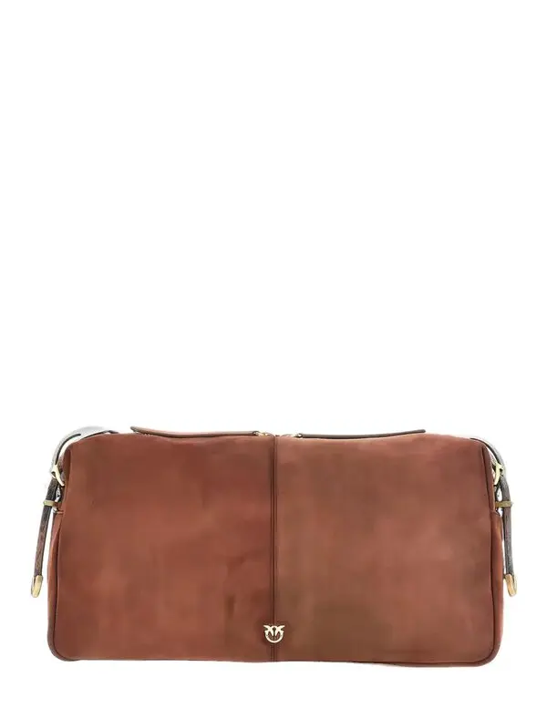 Pinko Keeper Bag Large Shoulder Bag In Spray-effect Suede - Brown