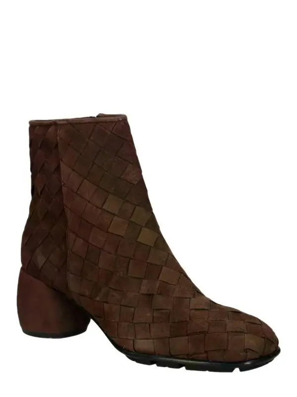 PONS QUINTANA Woven Leather Ankle Boots - Brown