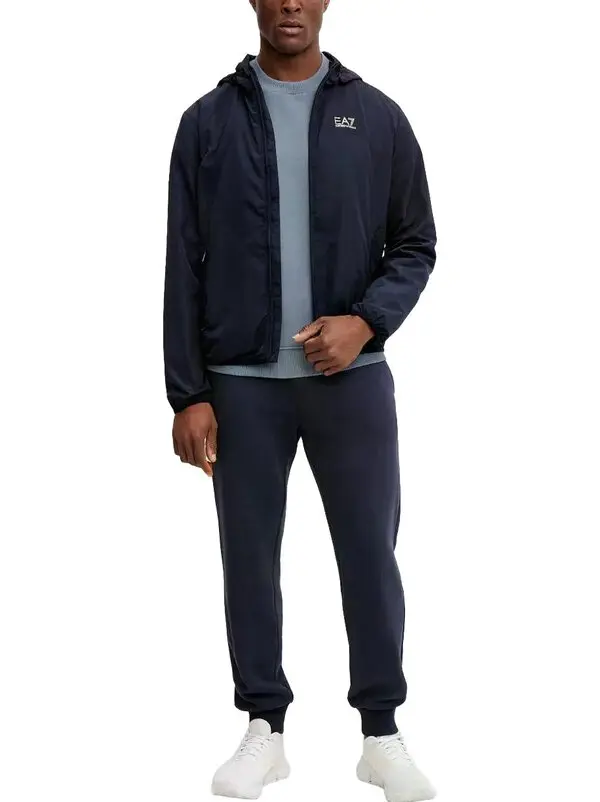EA7 Logo-print Hooded Jacket - Blue