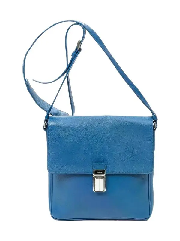 Prada Push-lock Leather Cross Body Bag - Blue