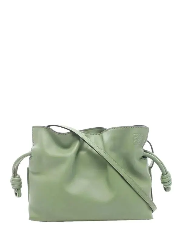 Loewe 2010-2026 Mini Nappa Flamenco Knot Clutch Crossbody Bag - Green